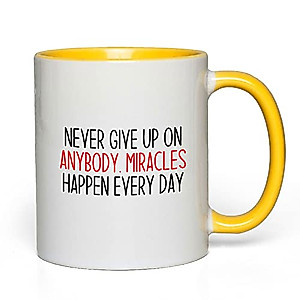 Bubble Hugs Nurse 2Tone Yellow Mug 11oz - Never give up - Labor Clinical Certified Nursing Assistant Surgical Emergency Oncology Practitioner