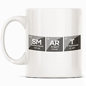 Smart Periodic Table Mug Gift, White Funny Sarcasm Coffee Cup Novelty