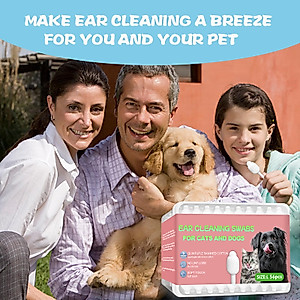 Dog ear cleaner, Dog ear infection treatment,Gourd-shaped cotton swabs designed specifically for cats and dogs, Reducing the risk of injuring the ear canal, for a safer and more reassuring use.