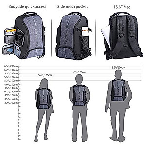 Camera Backpack, Beschoi Waterproof Camera Bag Photography Bag with Tripod Strap and Rain Cover Large Capacity Rucksack for DSLR Camera, Speedlite Flash, Camera Tripod, Laptops, Lens and Accessories