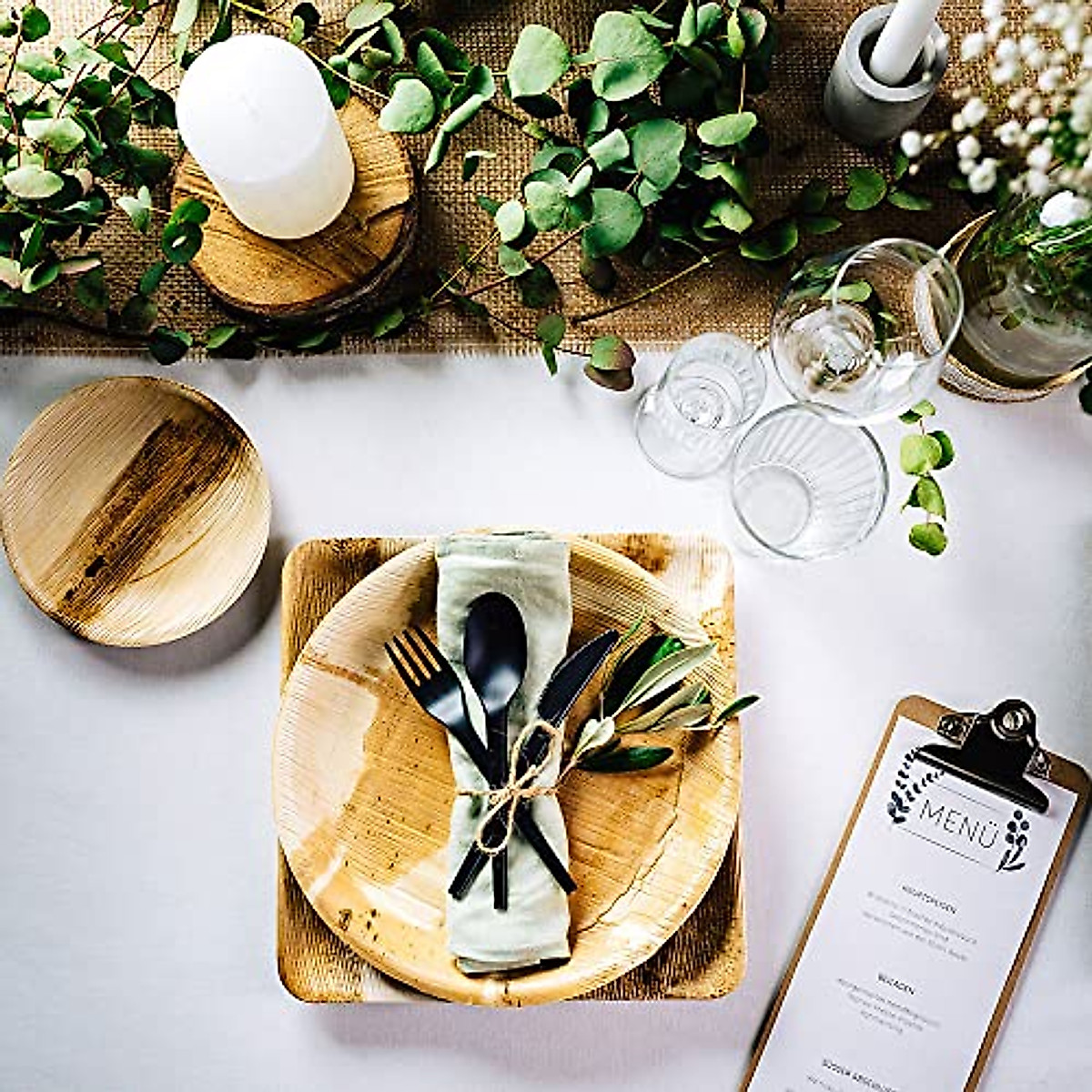 BIOZOYG Palm Leaf Tableware|6" Square Classic Plate|25 Pieces Palm Plates|Biodegradable and Compostable Serving Trays for Weddings, Parties, and Catering|Eco-Friendly & Compostable Dinnerware