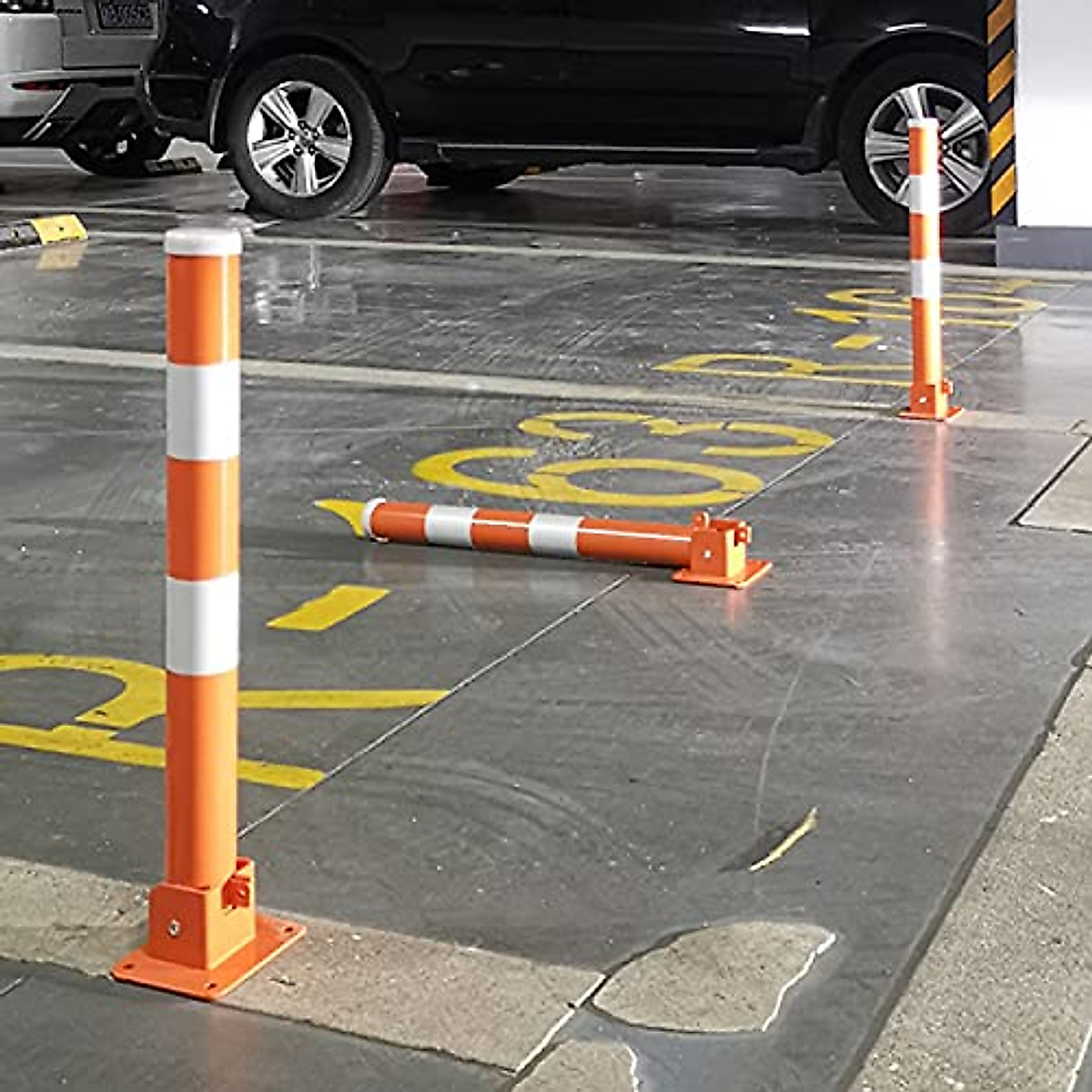 NOGRAX Parking Posts for Driveways Lockable Folding Security Post Parking Space Lock Reflective Parking Cones with Keys Parking