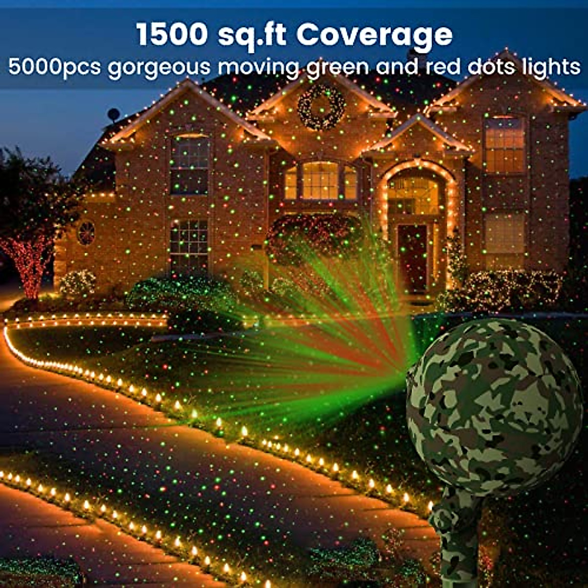 Christmas Lights Projector Outdoor, Laser Light Projection Outside LED Projectors Spotlight Show Waterproof Christmas Decorations Lighting for Xmas Holiday with Timer Remote