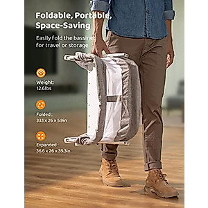 besrey Bassinet for Baby, 3 in 1 Portable Baby Bassinets, Rocking Cradle Bed, Easy Folding Bedside Sleeper Crib, Quick-Fold for Newborn Infant, up to 33 lb Compact Storage, Mattress and Net Included