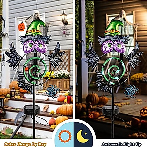 Viveta Halloween Solar Lights Outdoor, 2 Pack Halloween Solar Stake Lights Owl Decor with Led Lights for Pathway Garden Yard Patio