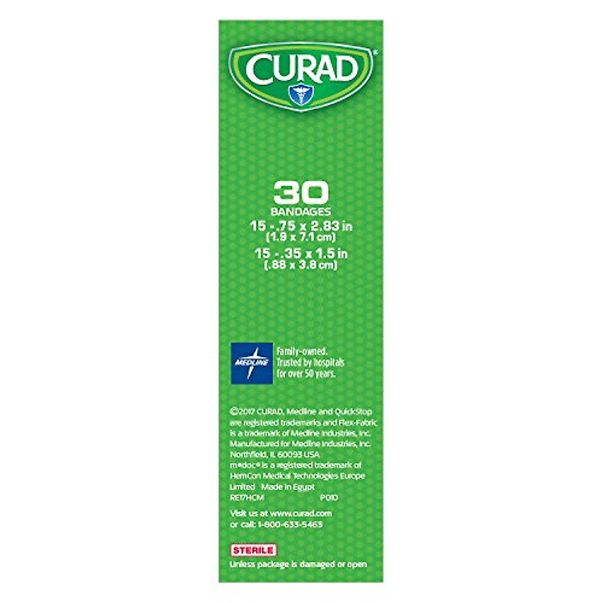 Curad Quickstop Flex Fabric Bandages, Assorted, 30/box