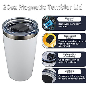 4 Pack 20 oz Replacement Lid for Yeti Lids with 4 Magnetic Slider Replacement,zxbaers yeti replacement lids, Tumbler Lid Compatible for 20 oz Yeti Rambler, Ozark Trail, Old Style Rtic