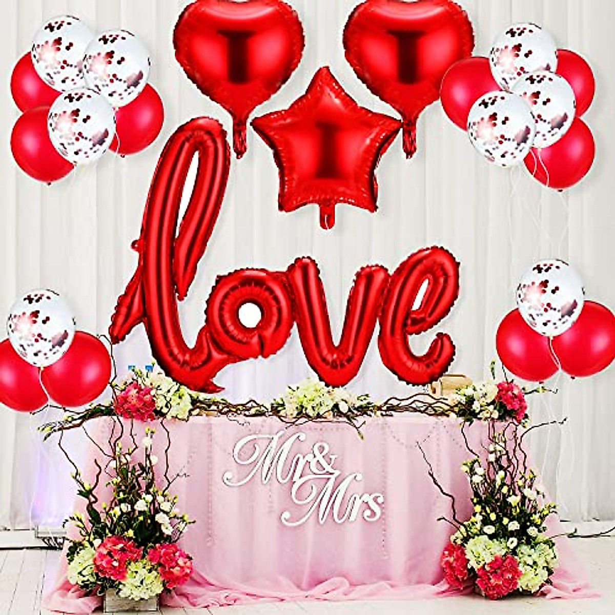Valentines Day 40inch Shiny Red Letter Sign Love Balloon, "Love" Letter Foil Balloons Party Supplies Ecofriendly Reusable for Valentines Decor Wedding Bridal Shower