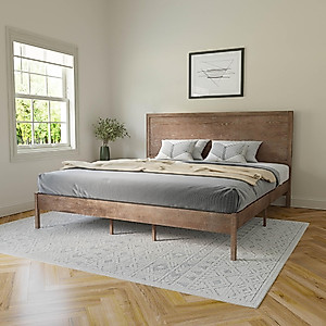 Flash Furniture Asher Solid Wood Platform Bed with Wooden Slats and Headboard, No Box Spring Needed, King Size, Light Brown