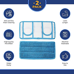 Old Home Kitchen Reusable Microfiber Mop Pads | Durable Machine Washable Refills | Compatible with Swiffer Dry Mops | Flat Mop Pads for Efficient Floor Cleaning | 2 Pack
