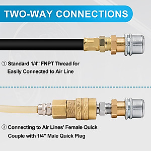 WNCGC Air Chuck,1/4 FNPT Closed Flow Brass Tire Air Chuck, Locking Air Chuck Quick Connect for Inflator Gauge Compressor Accessories (2 Pack)