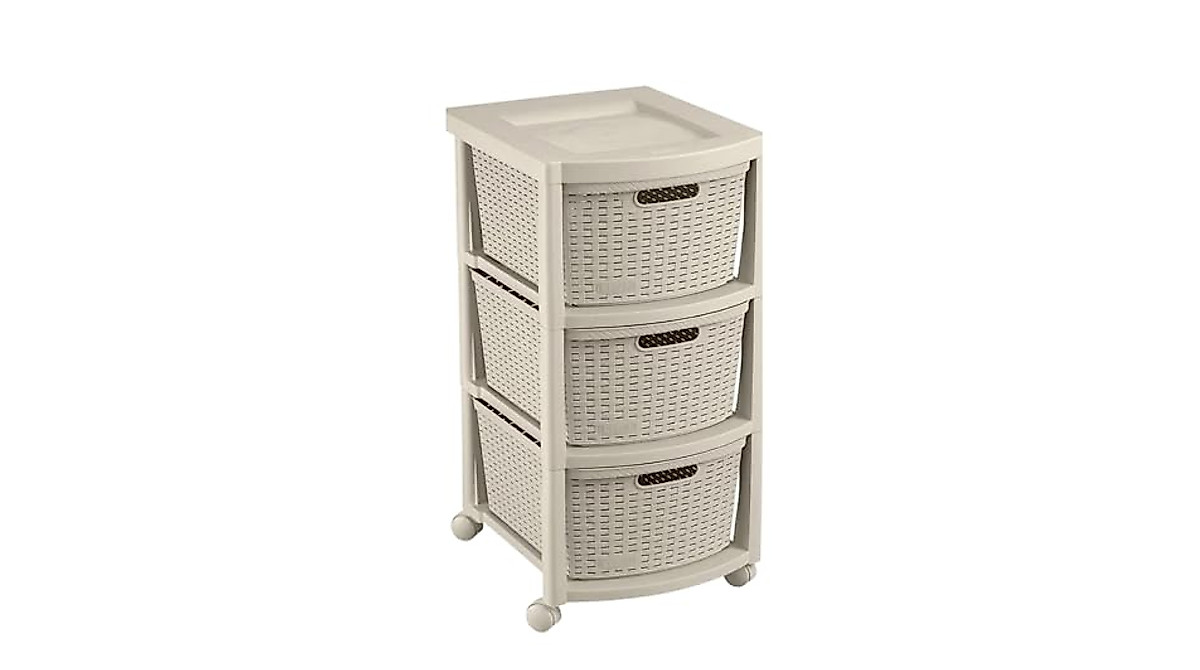 Elly Décor Plastic Chest with 3 Colored Drawers - Modern & Portable Storage