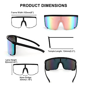 Karsaer Vision Shield Sunglasses for Men Women Oversized Neon 80s 90s Visor Shades Sports Style Outdoor Cycling Ski