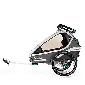 Qeridoo Kidgoo1 Sport 2020 Child Bike Trailer for Toddlers, Single Seater, Kids, 3-in-1 Cover, 5-Point Seat Belt, Adjustable Height (Grey)