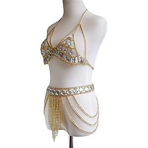 Connie Cloris Women's Sexy Suit Body Chain (E-Gold Colour)