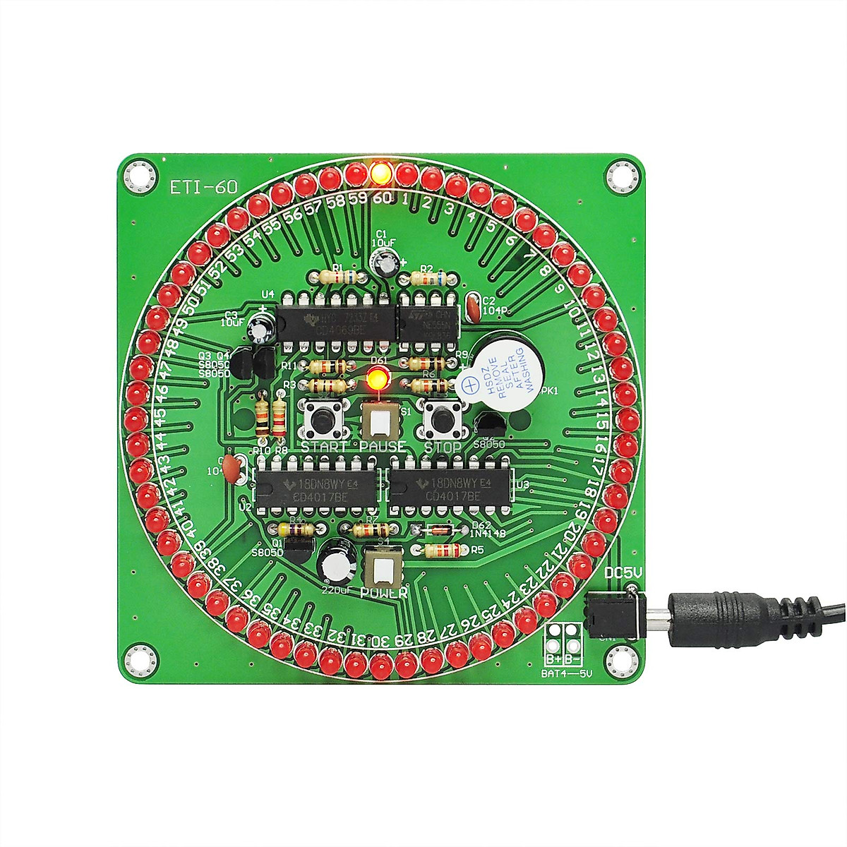 Gikfun 60 Seconds DIY Electronic Timer Soldering Practice Board Kit for Arduino 61 Red LED EK1904