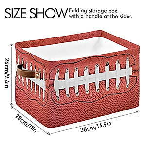 Storage Basket Cube American Football Laces Large Collapsible Toys Storage Box Bin Laundry Organizer for Closet Shelf Nursery Kids Bedroom,15x11x9.5 in,1 Pack