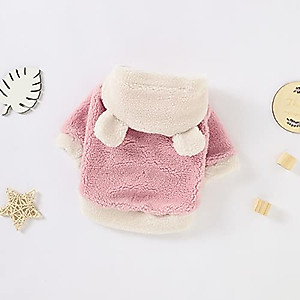 Dog Hoodie Sweaters with hat Puppy Coats with Hooded Winter Lamb Wool Warm Clothes Coat for Small Medium Dogs Clothes Apparel Pink XL