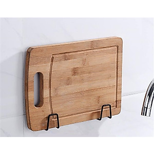 chenyesun Pot Lid Holder, 2 Pairs of Wall Mount Pot Lid Organizer,304 Stainless Steel Self Adhesive Cabinet Door Pot Lid Holder Rack for Kitchen Wall Mount,Freely Adjustable Length