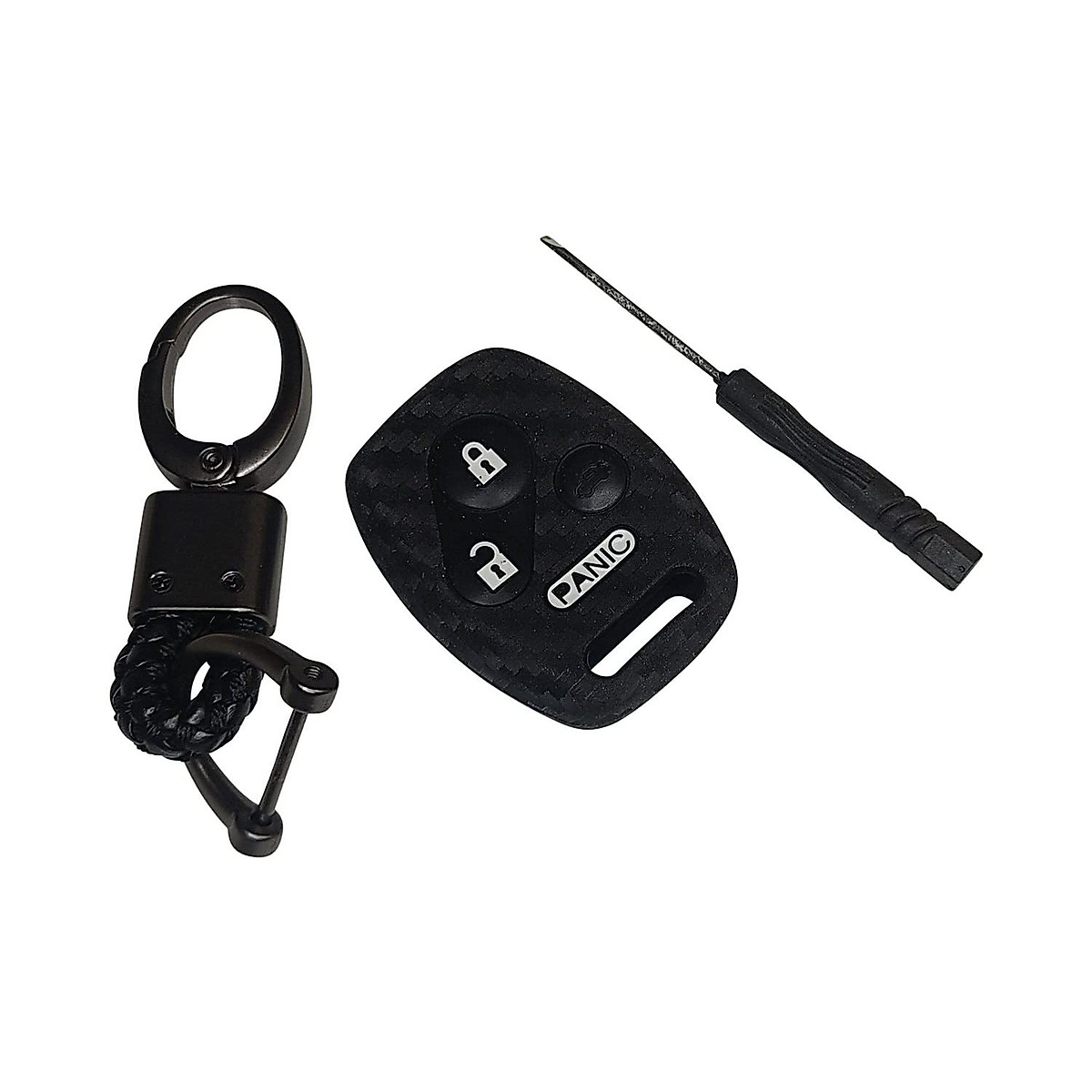 Silicone Remote Key Cover Carbon Fiber Style 3 Buttons with Keychain For Honda Vehicles