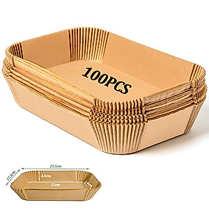 10 quart Rectangle Air Fryer Disposable Paper Liner (8 x 6 inches), 100PCS Food Grade Parchment Liners for Ninja DZ401, Ninja Foodi Dual Air Fryer XL