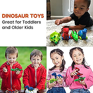 3 Bees and Me Dinosaur Car Toys for Kids - 4-in-1 Pack - Fun Toddler Dinosaur Toy Set for Kids - Dinosaurs with Wheels Birthday Party Toy - Christmas, Birthday Gift for Boys and Girls, Age 3 and Up