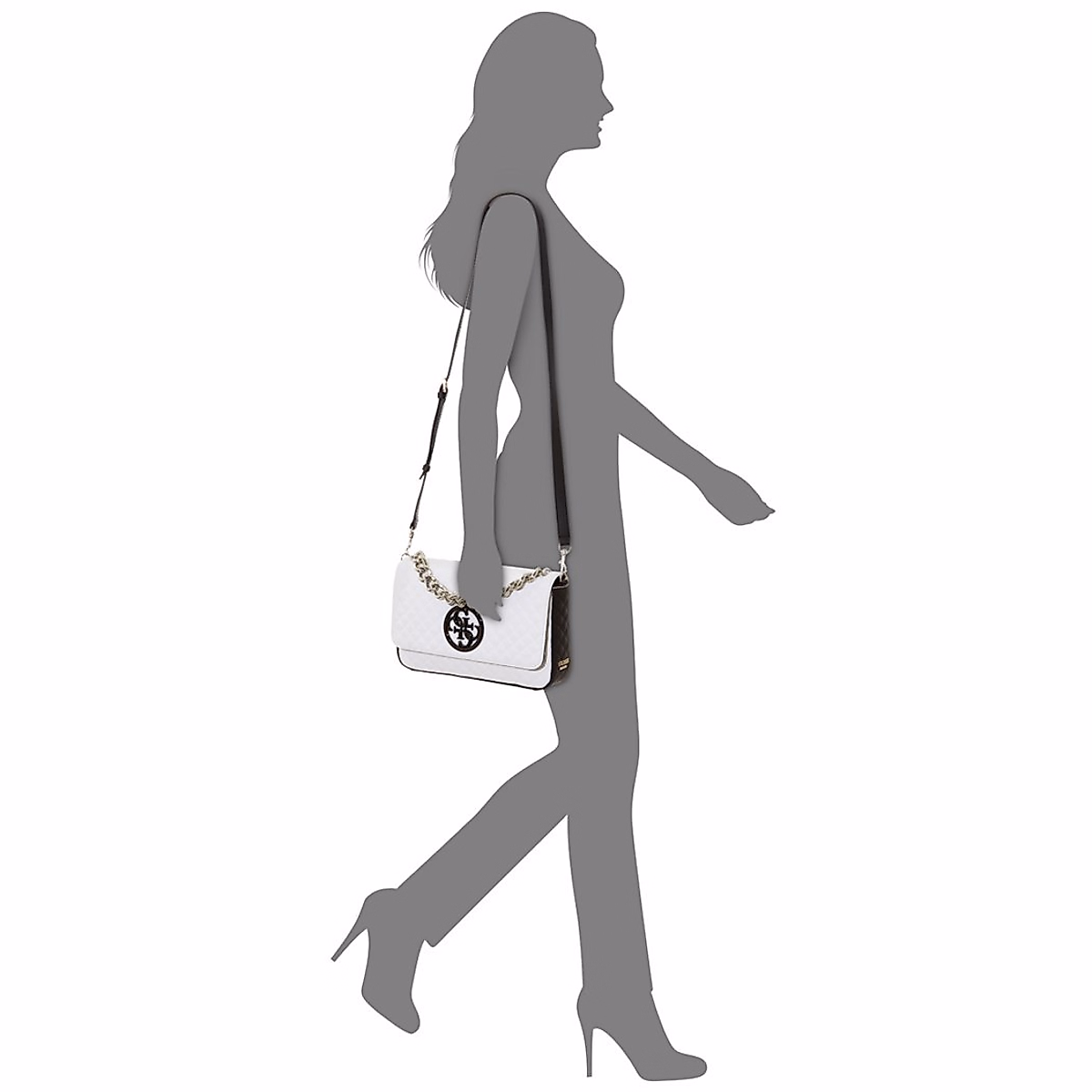 Guess Women's G Lux Denim Quilted Flap-Over Crossbody Handbag