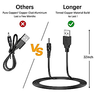 LED Light up Dog Bark Collar DC2.5mm Charger Cord-Charging Cable,Dog Barking Shock Collar Charger Replacement Compatible for Masbrill,Pceotllar,eXuby,Paipaitek Shock Training Collar Adapter