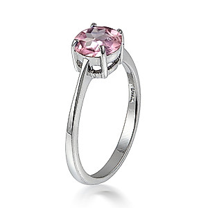 Ice Gems Sterling Silver Treated Light Pink Topaz Round 6mm Solitaire Ring, Size 8