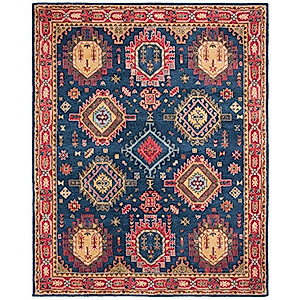 SAFAVIEH Heritage Collection 3' x 5' Navy / Red HG426N Handmade Traditional Oriental Premium Wool Area Rug