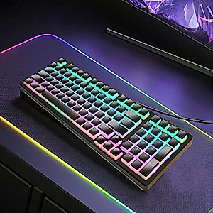 GEAKAP Pudding Keycaps Custom 130 Keys Set - Double Shot PBT PC Material OEM Profile - Compatible with 60% 65% 75% 96% Percent, 61 68 84 87 Keys Mechanical Gaming Keyboard Keycaps(Black)