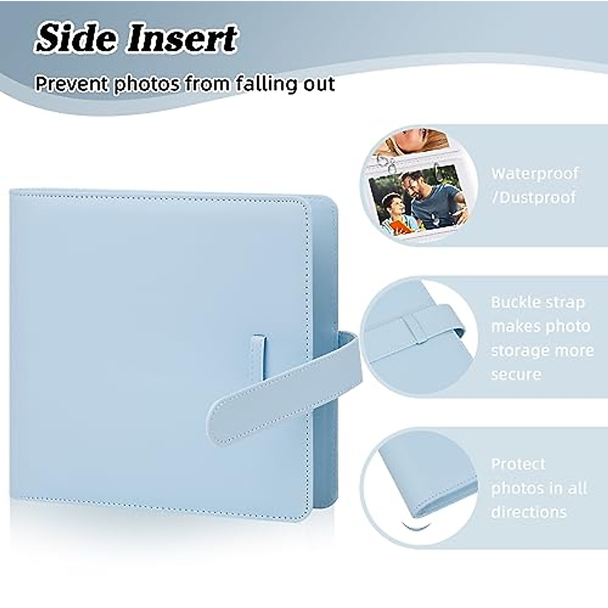 360 Pockets Photo Album for Fujifilm Instax Mini 12 11 9 8+ 8 90 40 EVO LiPlay Instant Camera, For Polaroid Snap/PIC-300/Z2300/ SocialMatic Instant Cameras & Zip Instant Printer (Pastel Blue)