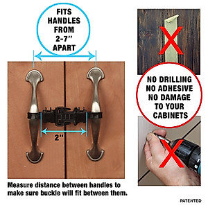 Kiscords Baby Safety Cabinet Locks for Handles Child Safety Cabinet Latches for Home Safety Strap for Baby Proofing Cabinets Kitchen Door RV No Drill No Screw No Adhesive /4 Pack (Black)