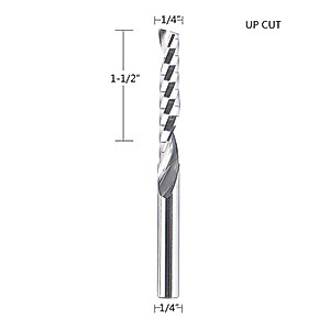 SpeTool Extra Long O Flute Spiral End Mill Carbide Router Bits 1-1/2 inch Cutting Length Single Flute Upcut for Acrylic PVC MDF Aluminum Cutter
