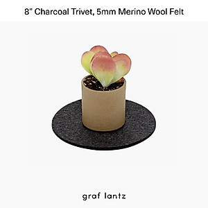 Graf Lantz - Trivets for Hot Dishes - Heat Resistant 100% Merino Wool - Hot Pads for Kitchen, Countertops, Tables, Sizzling Dishes, Pots &amp; Pans - Home Decor, Kitchen Accessories - 8&quot;, Charcoal