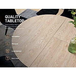 Acanva Extension Oval/Round Dining Table for 6, Expandable Butterfly Leaf & Sturdy Base, Suit for Kitchen, Living Room & Apartment, 51.2”W(+19.7”) x 51.2”D x 30.1”H, Light Oak