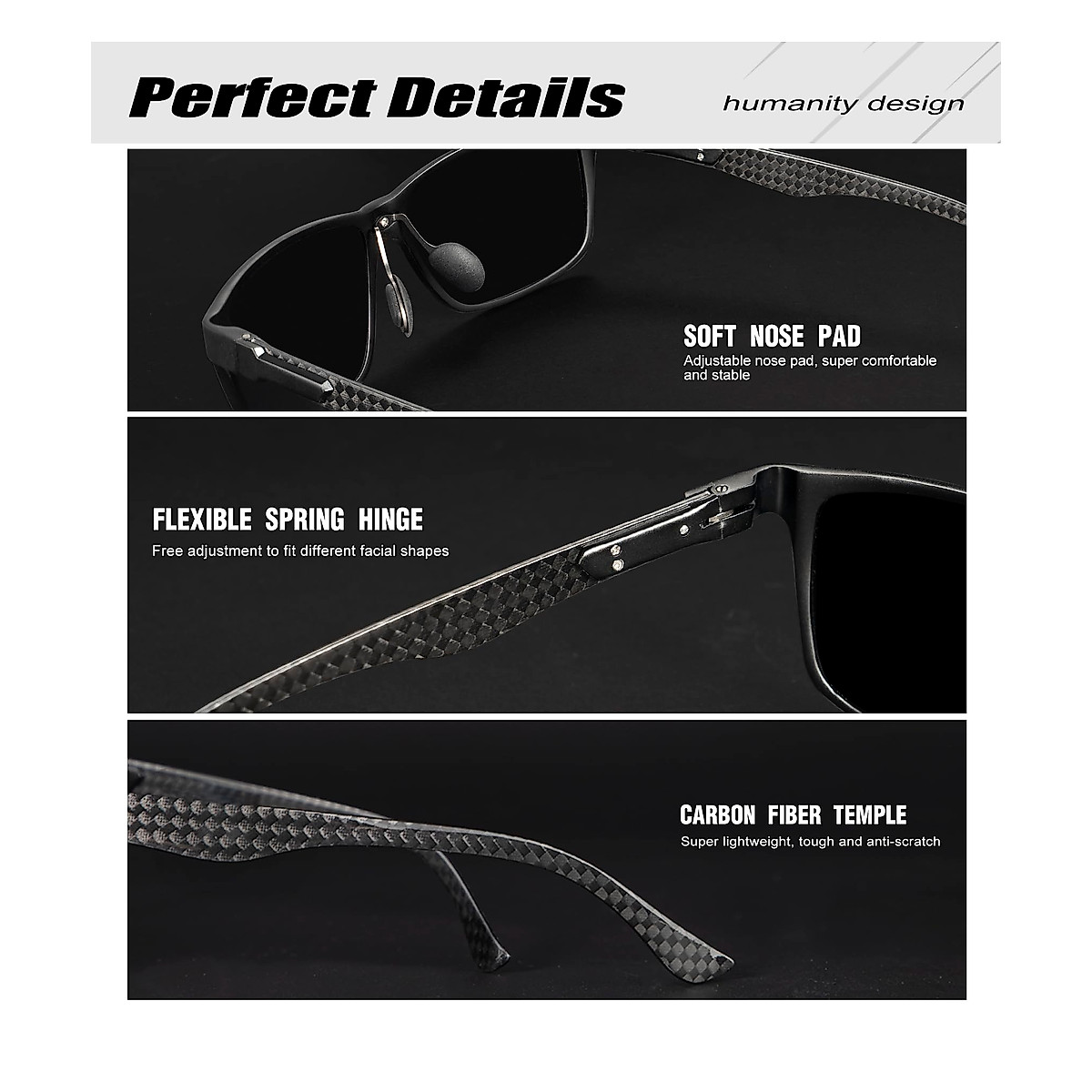 ANYLUV Polarized Sunglasses-Men Mens-Sunglasses Sun-Glasses: Luxury Carbon Fiber Al-Mg Metal UV400 Protection Driving Golf
