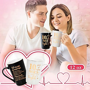 TplusGo 10 Year Anniversary/Gifts for Wife, Him, Parents, 10th Anniversary/Gifts for Couple, Her, Tin Anniversary/Gifts for Him, Wedding Anniversary/Gifts, Happy Mr and Mrs Mugs Gifts