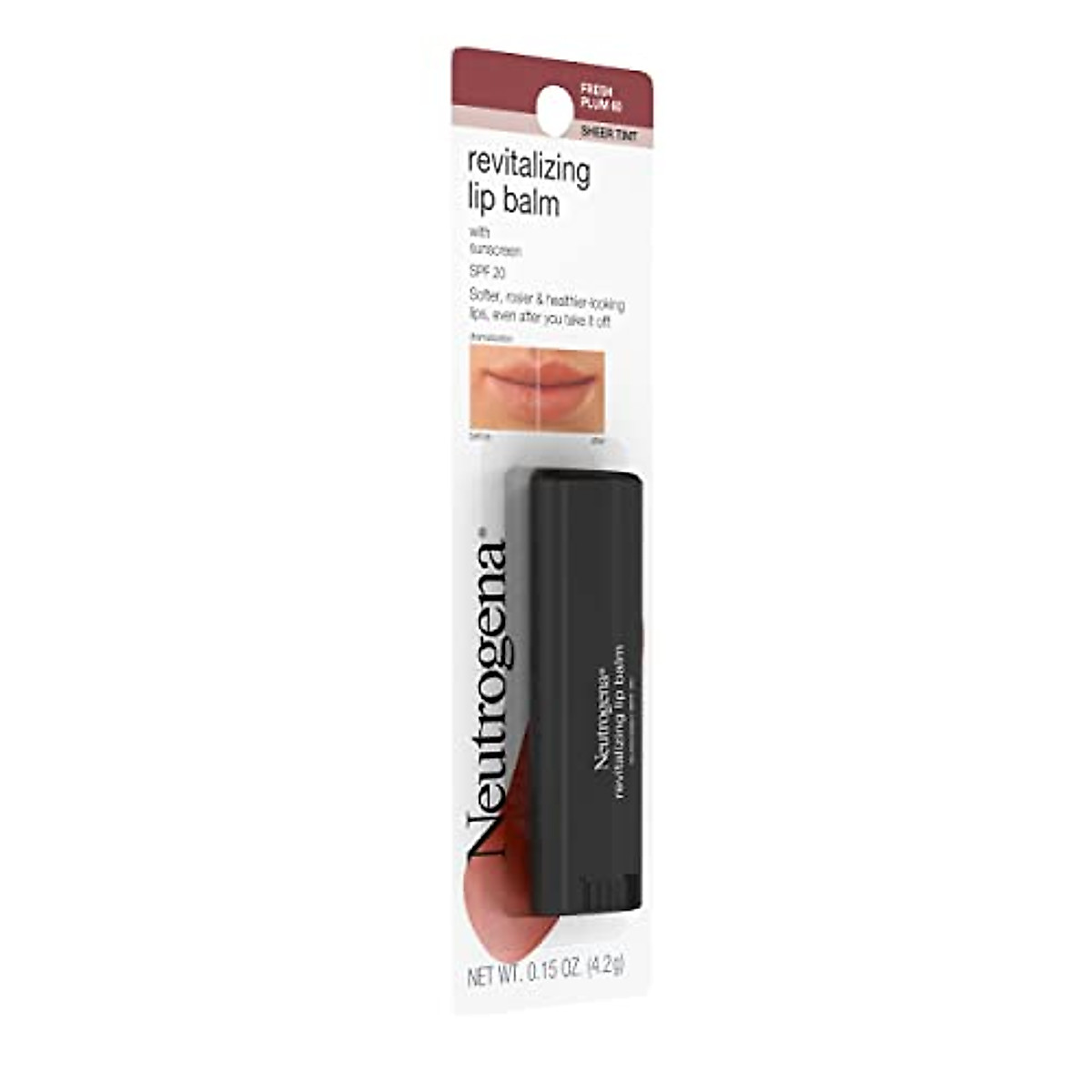 Neutrogena Revitalizing and Moisturizing Tinted Lip Balm with Sun Protective Broad Spectrum SPF 20 Sunscreen, Lip Soothing Balm with a Sheer Tint in Color Fresh Plum 60.15 oz
