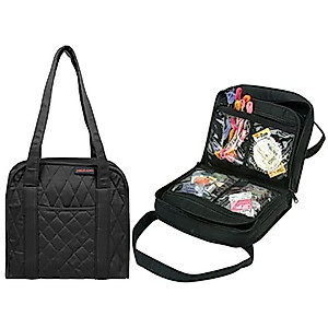 Yazzii Oval Craft Organizer Bag - Portable Organizer - Arts & Crafts Storage Bag Organizer - Multipurpose Storage Organizer for Quilting, Needlework, Knitting, Sewing, Applique & Jewelry Black