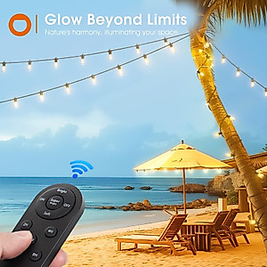addlon 54(48+6) FT Solar String Lights Outdoor Waterproof with USB Port & Remote Control Solar Patio Lights Long Last for 20+Hrs Dimmable Solar Power LED Bulbs for Porch Garden Market Bistro