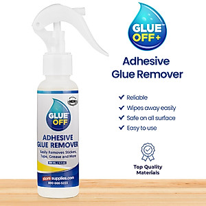 Perco Glue Off Adhesive Remover - New Stronger Formula! - 3.3 oz with Scraper & Plastic Razor | Glue Remover Spray Effortlessly Erase Adhesive Hassles & Car Stickers - for Label Sticker Residue