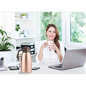 68oz Coffee Carafe Airpot Insulated Coffee Thermos Urn Stainless Steel Vacuum Thermal Pot Flask for Coffee, Hot Water, Tea, Hot Beverage - Keep 12 Hours Hot, 24 Hours Cold -Gold