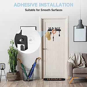 HOMEBROS Key Holder Wall Mount, Black Metal Key Hanger Adhesive Key Rack Organizer with 10 Key Hooks Wall Decorative for Entryway Doorway Hallway Garage 2 Installation Methods