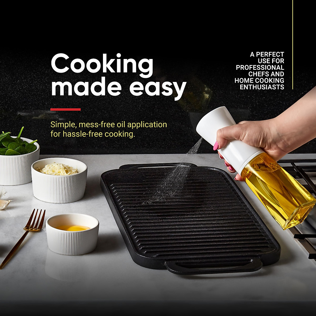 Storeganize Olive Oil Sprayer For Cooking - Glass 6.5oz Olive Oil Spray Bottle For Oil Portion Control - Kitchen accessories Gadgets Oil Mister Spray Bottle For Cooking Baking & Salads