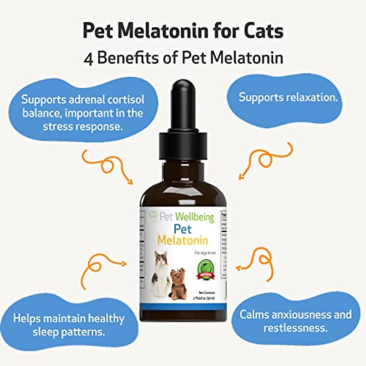Pet Wellbeing Pet Melatonin for Cats - Vet-Formulated - Support for Feline Hyperthyroid, Natural Relaxant, Sleep Support - Liquid Supplement 2 oz (59 ml)