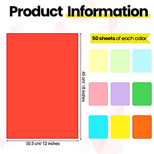 500 Pieces Construction Paper Bulk 12'' x 18'' Card Stock Printer Paper Craft Lightweight Art Colored Paper for Kids Adults School Drawing(Fresh Color)