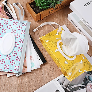 FEBSNOW 6 Pack Baby Wipes Dispenser, Portable Refillable Wipe Holder, Baby Wipes Container, Reusable Wipes Case, Baby Travel Wet Wipes Pouch