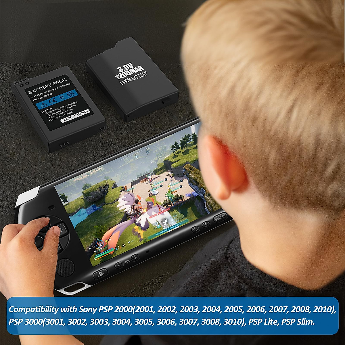 KEKUCULL 2Pcs Rechargeable Battery Real Capacity 1200mAh Lithium Ion Battery Pack Replacement for PSP-2000, PSP-2001, PSP-3000, PSP-3001, PSP-3002, PSP-3004, PSP Lite, and PSP Slim Console