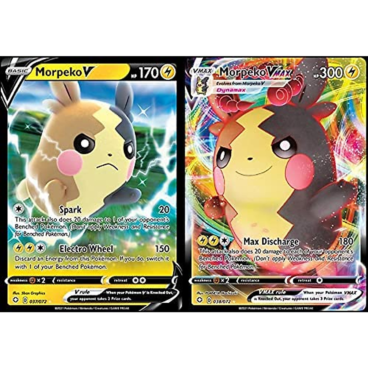 Morpeko V & Vmax - Shining Fates - Pokemon Ultra Rare Lot - 038/072 & 037/072